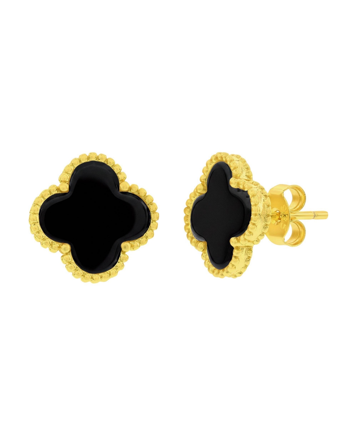 Click here for Simona Sterling Silver Onyx Clover  Beaded Outline... prices