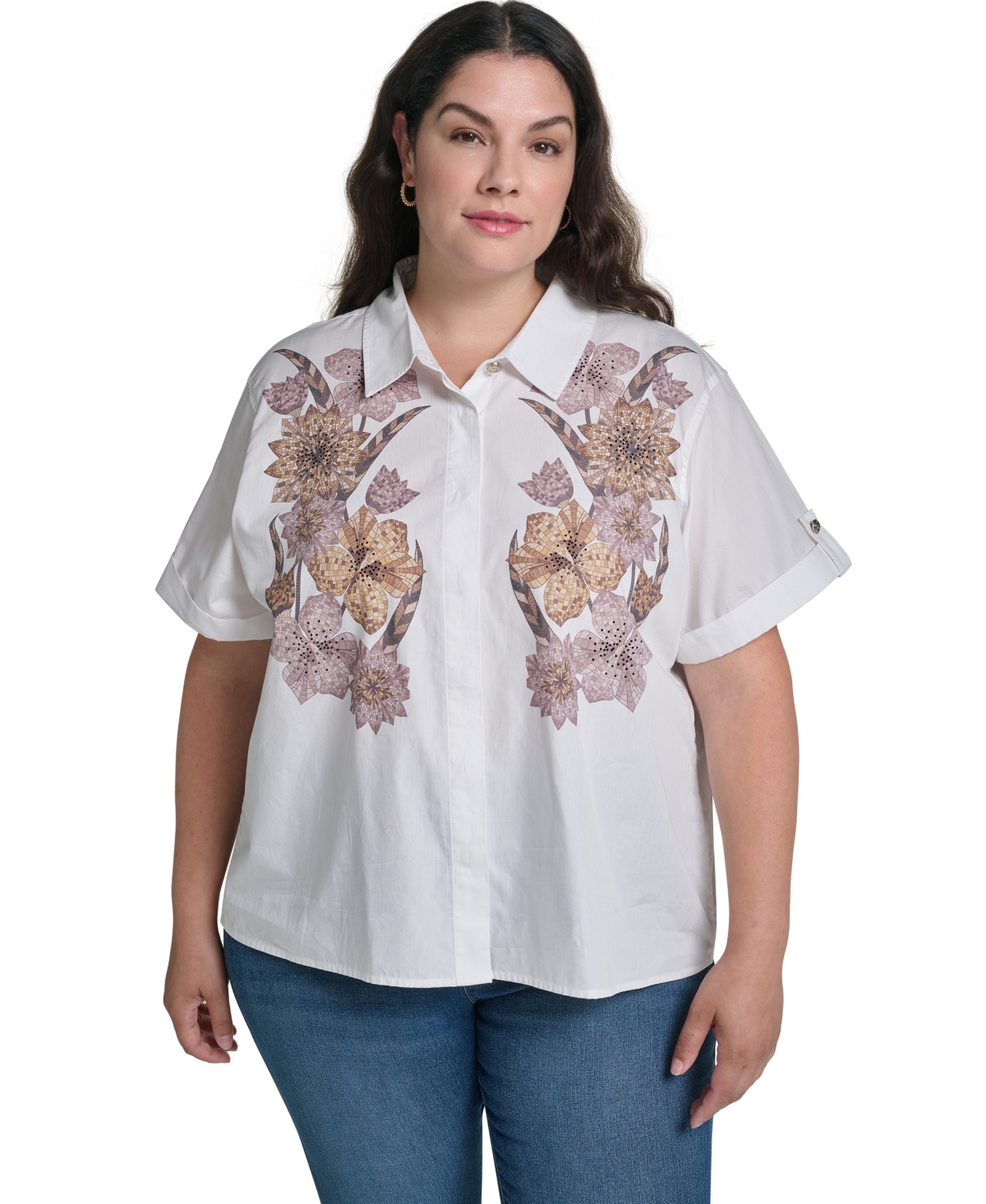 Click here for Karl Lagerfeld Paris Plus Size Floral Short-Sleeve... prices
