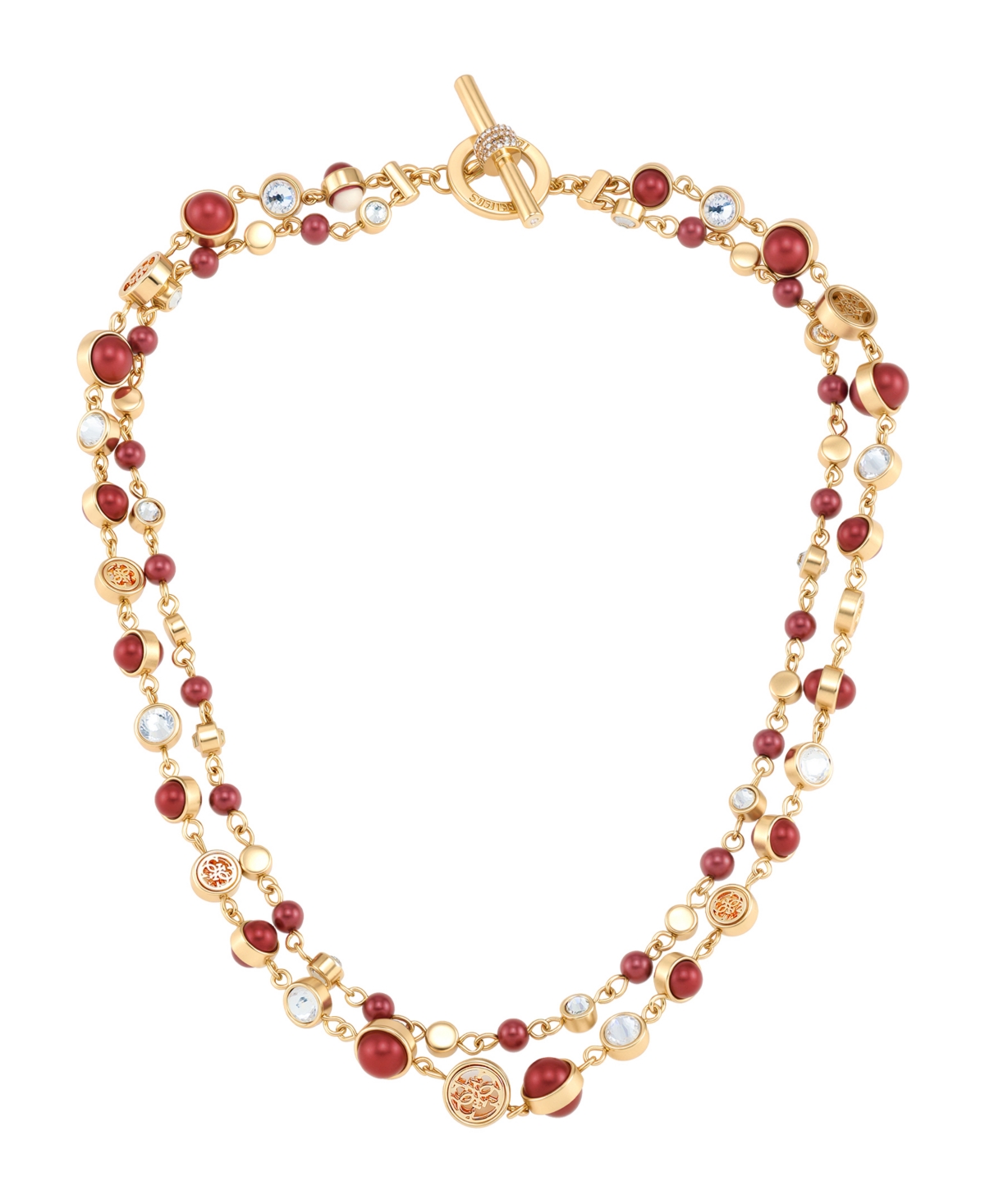 Click here for Guess Gold-Tone Imitation Pearl & Crystal Toggle N... prices