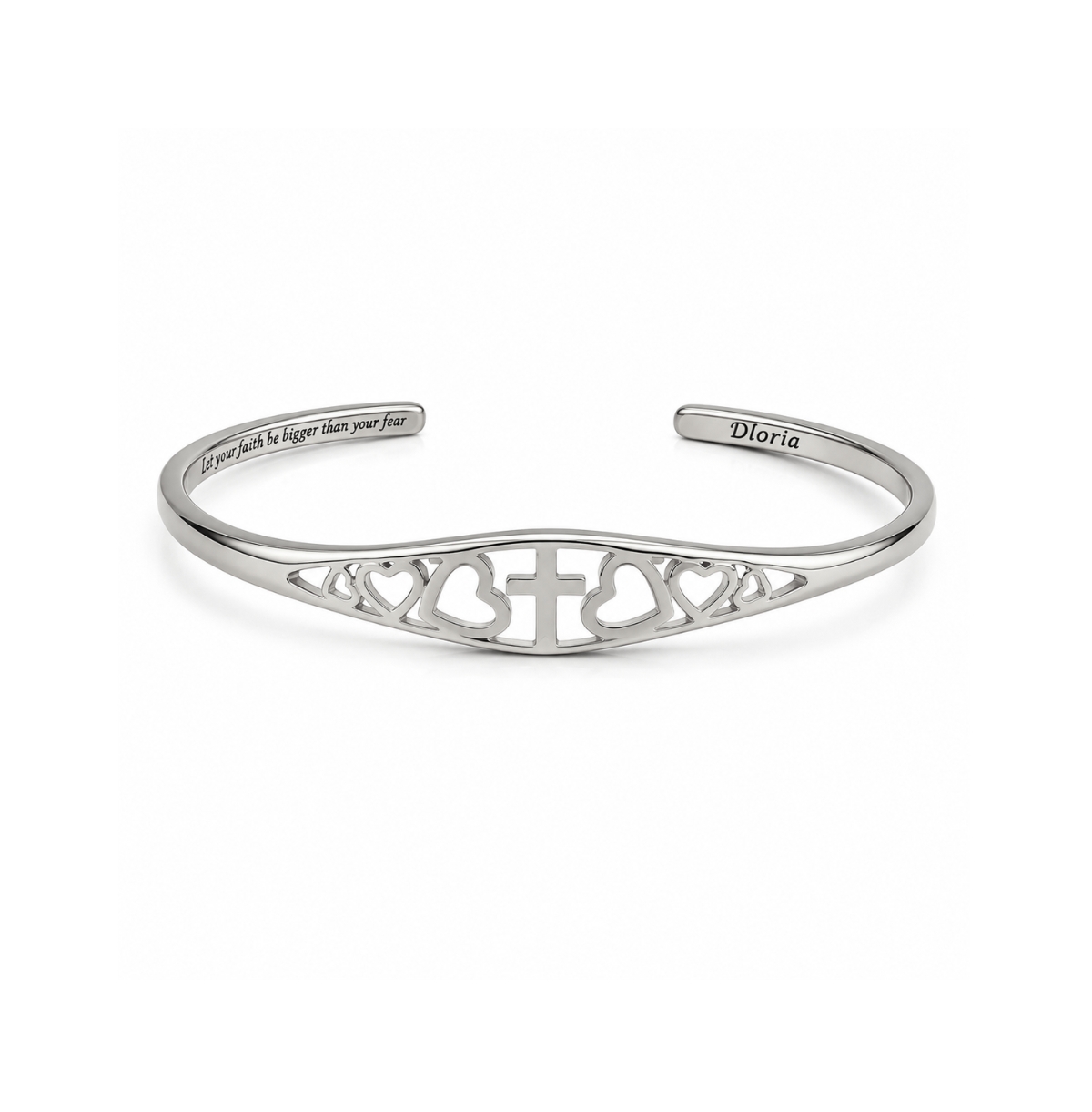 Click here for Dloria Cross and Heart Faith Engraved Adjustable C... prices