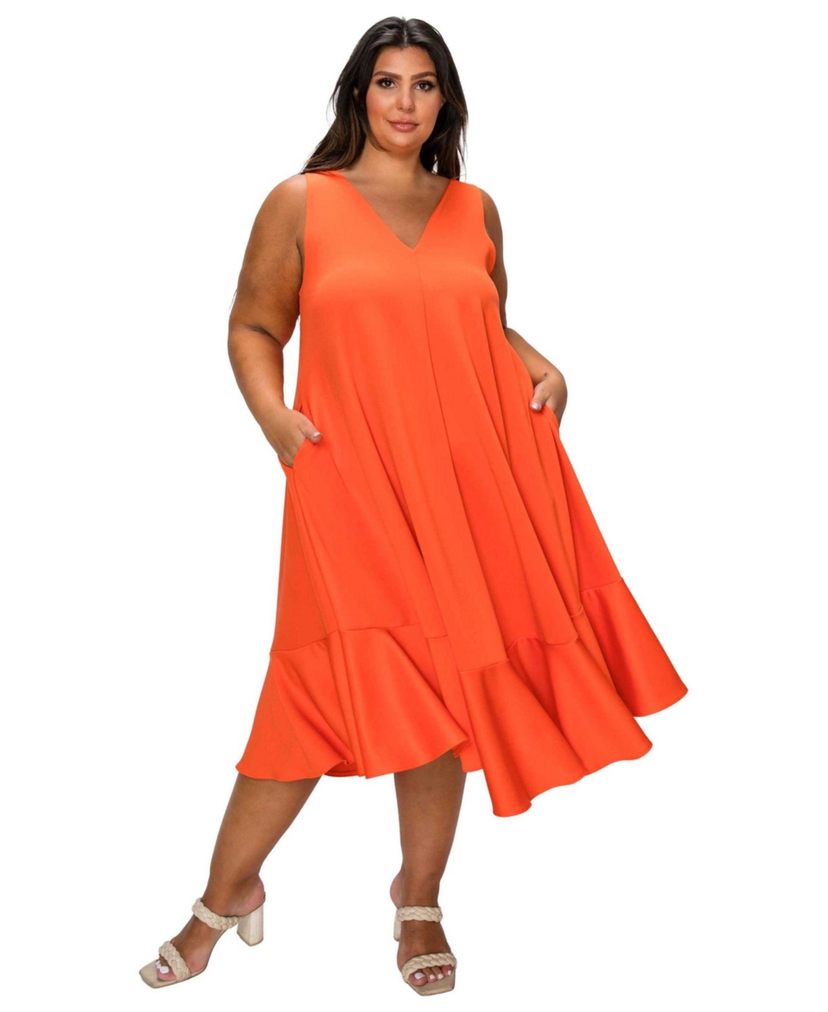 Click here for L I V D Plus Size Simone Sleeveless Pocket Flare D... prices