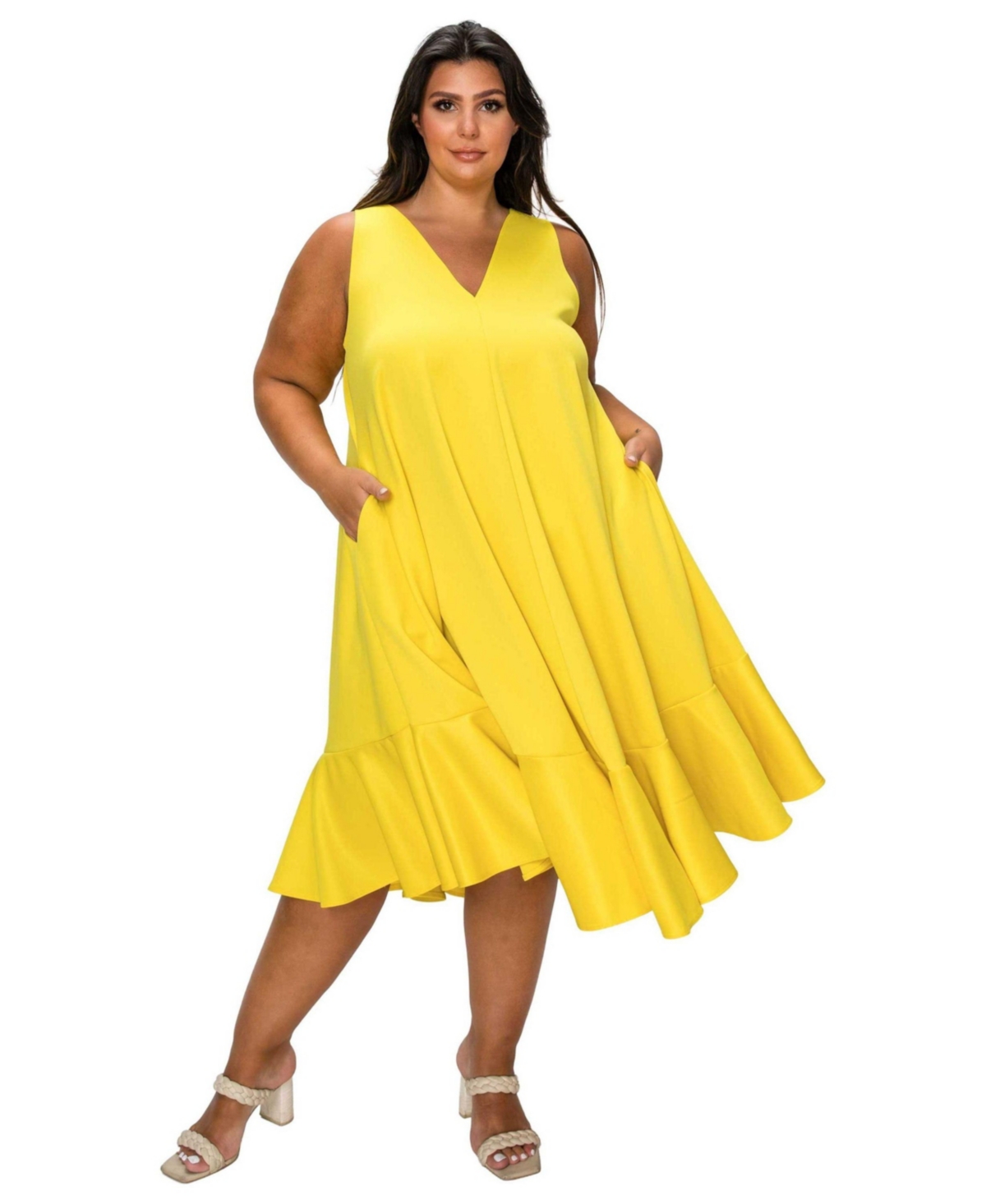 Click here for L I V D Plus Size Simone Sleeveless Pocket Flare D... prices
