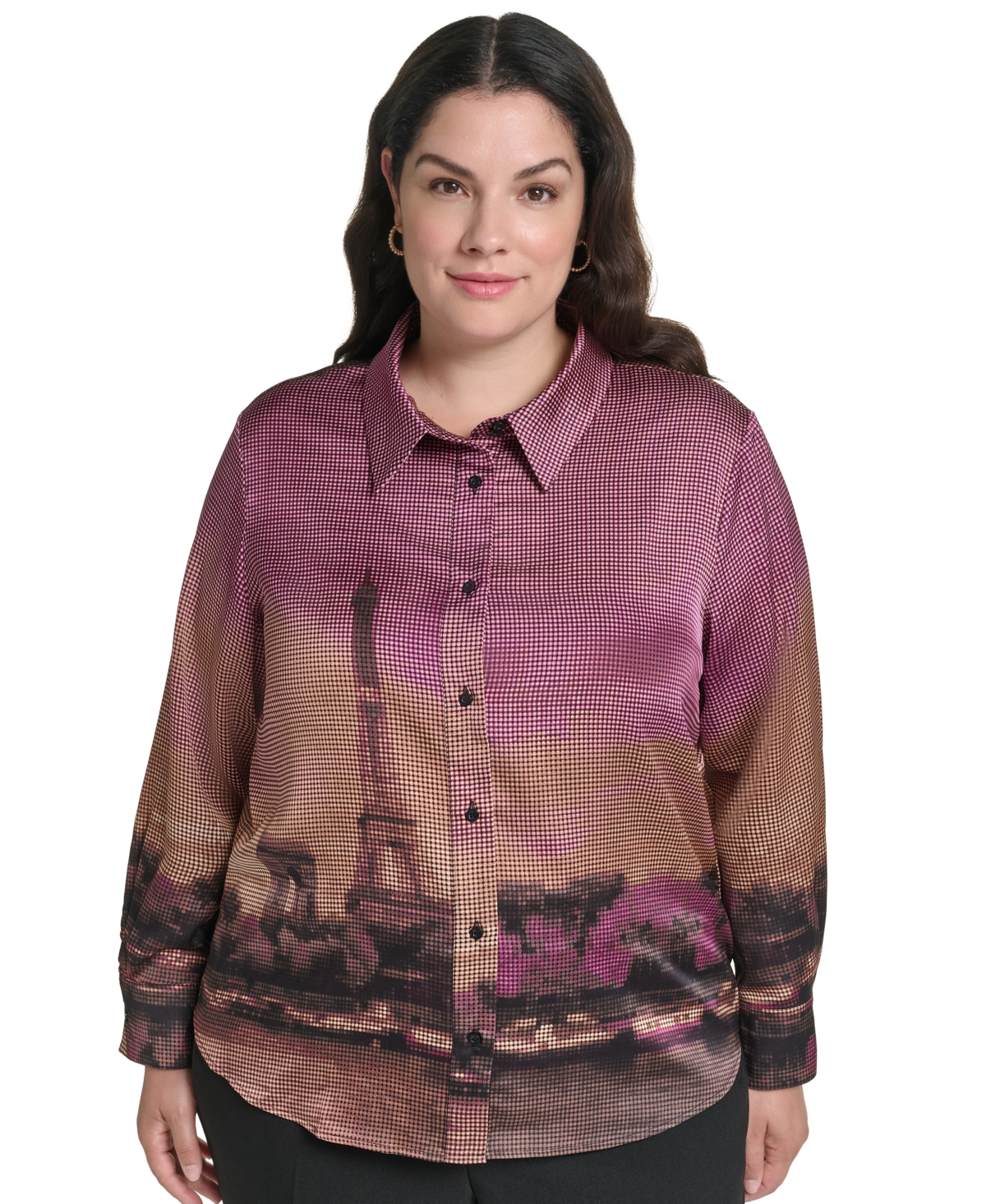 Click here for Karl Lagerfeld Paris Plus Size Button-Down Collare... prices