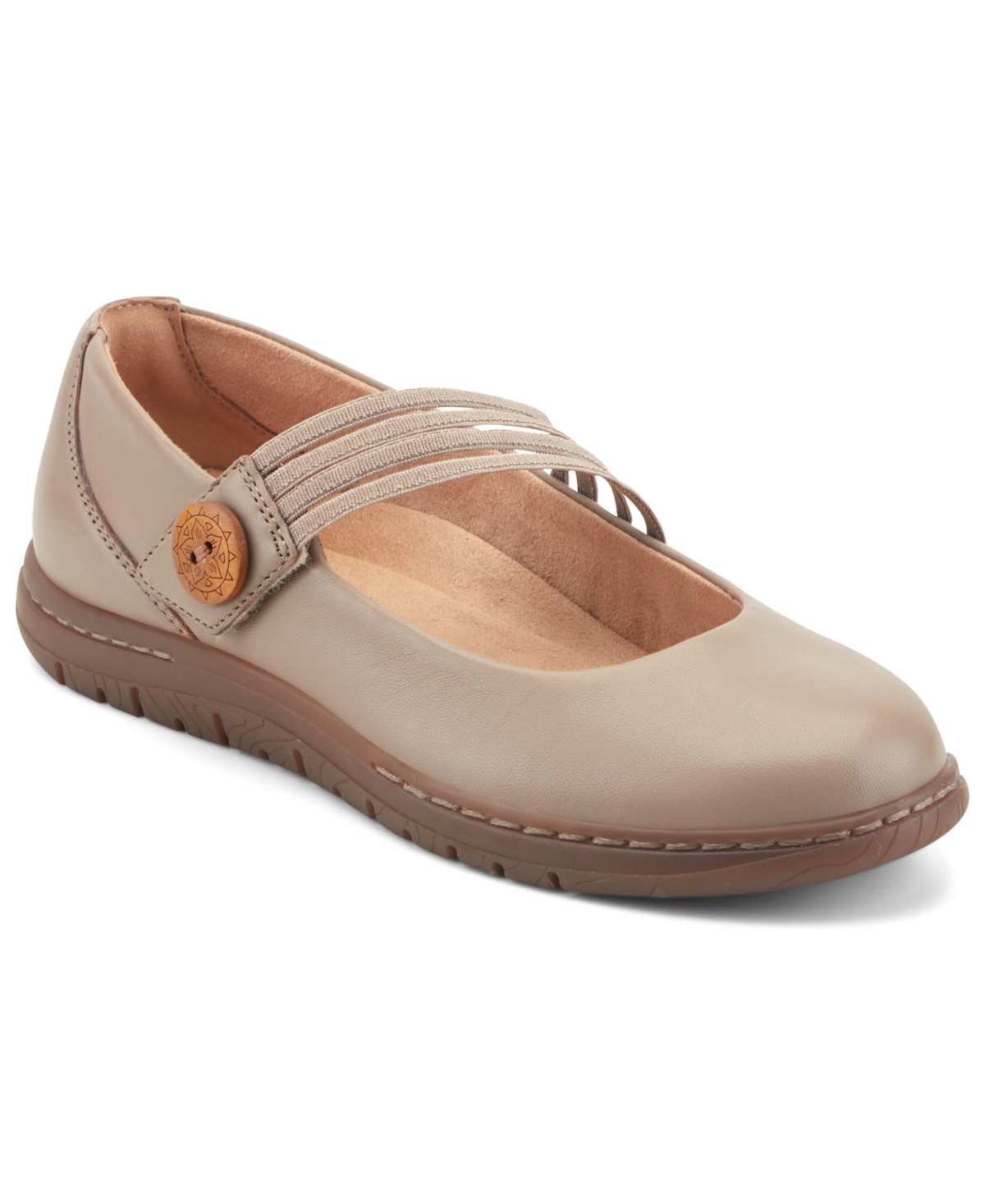 Click here for Earth Womens Vannie Elastic Mary Jane Flats - Taup... prices