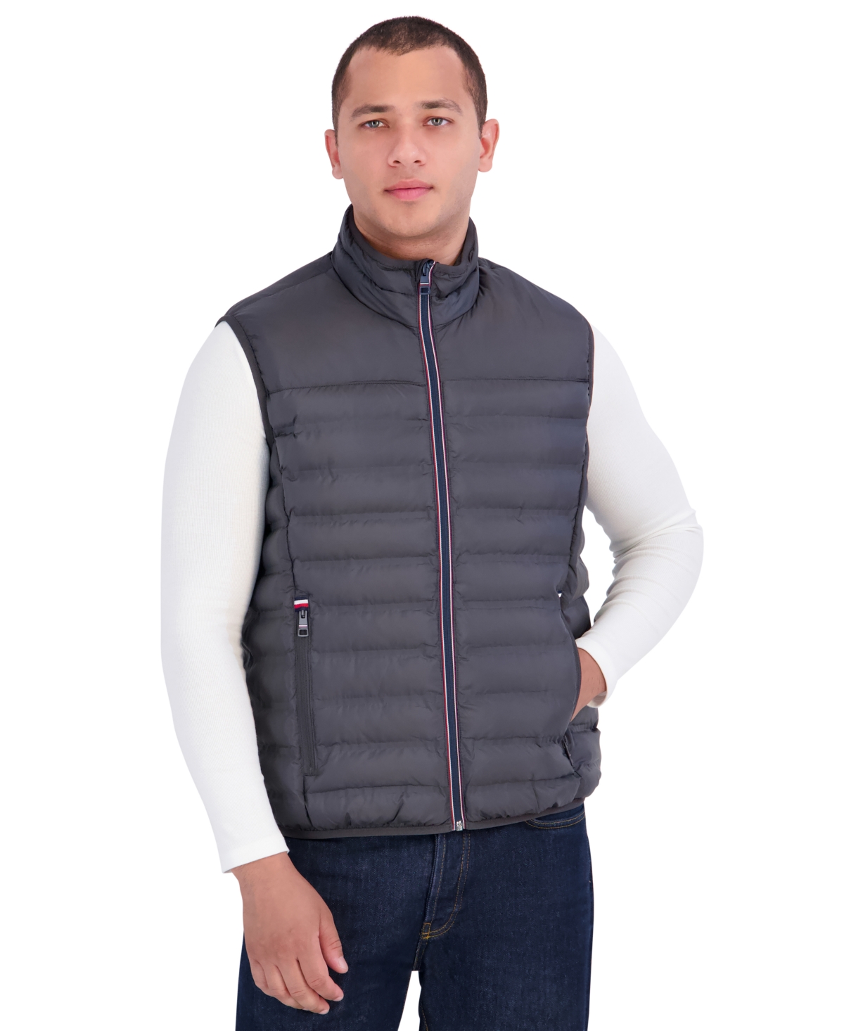 Click here for Tommy Hilfiger Mens Packable Vest - Charcoal prices