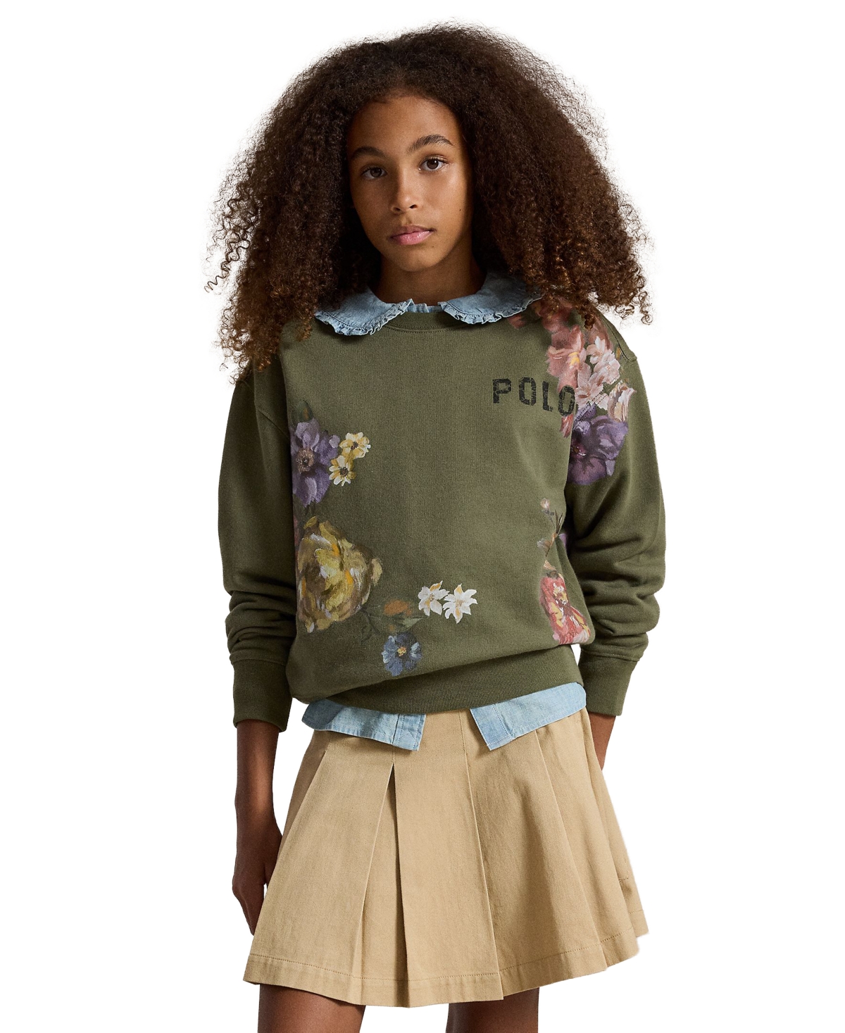 Click here for Polo Ralph Lauren Girls 7-16 Floral Fleece Sweatsh... prices