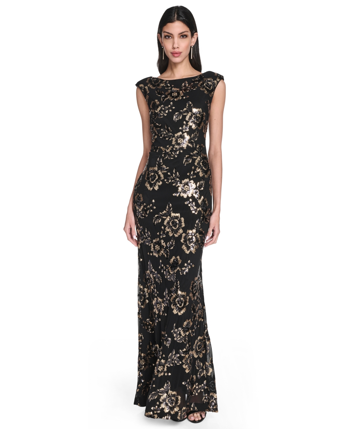 Click here for Eliza J Womens Petite Sequin Boat-Neck Cap-Sleeve... prices