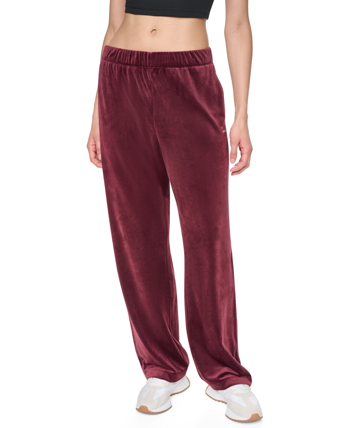 Click here for Dkny Sport Womens High-Rise Velour Straight Leg Pa... prices