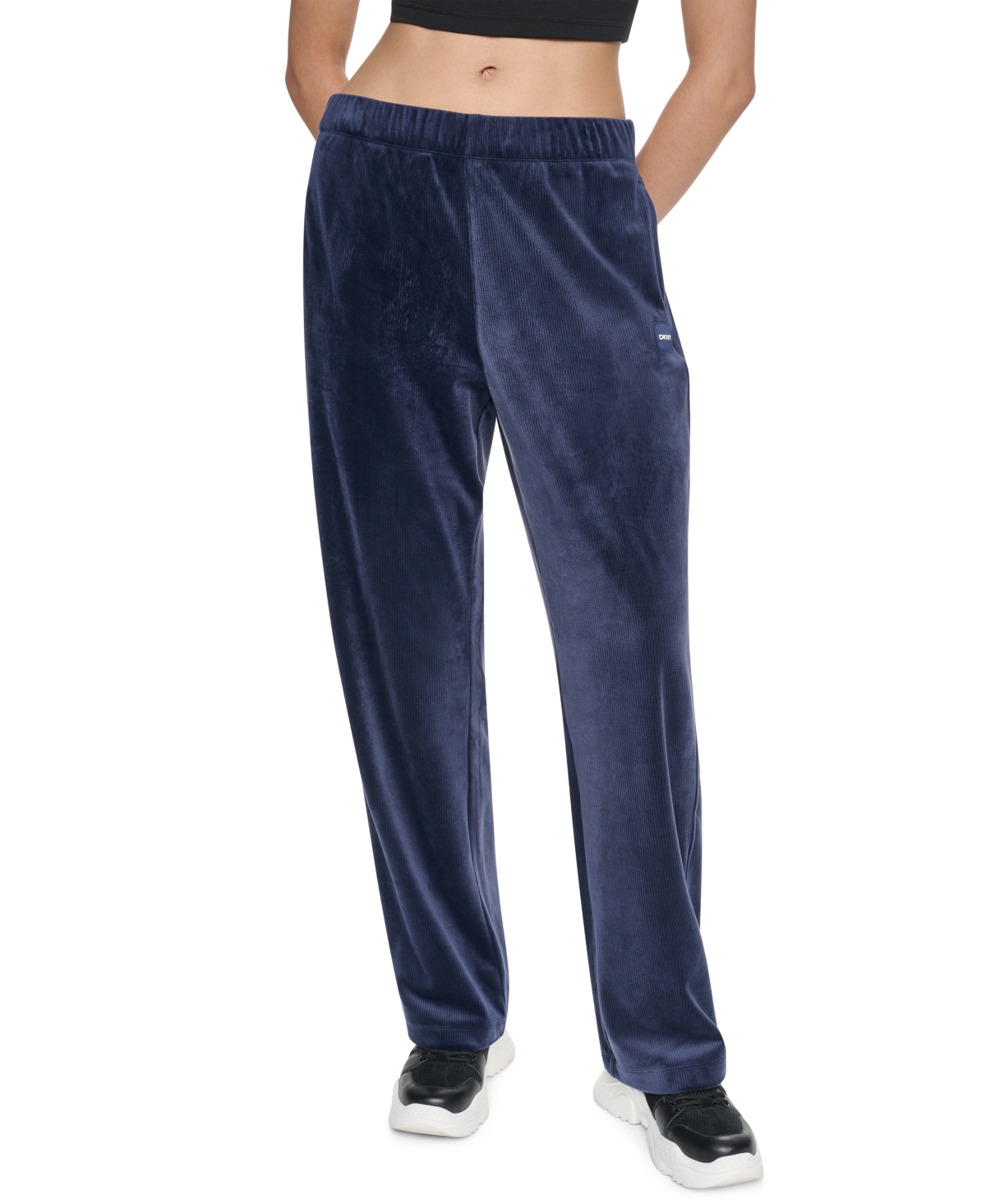 Click here for Dkny Sport Womens High-Rise Velour Straight Leg Pa... prices