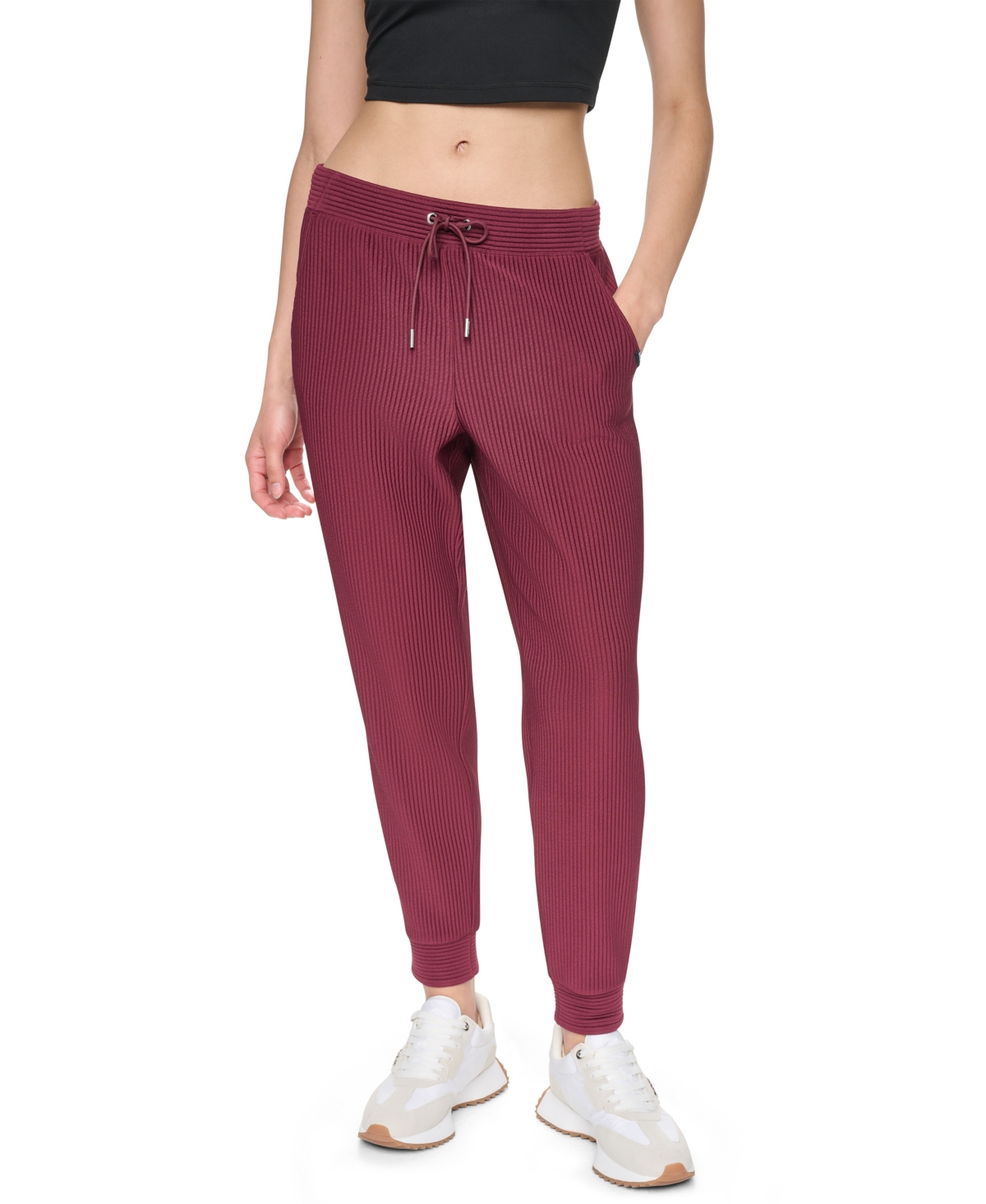 Click here for Dkny Womens Tech Ottoman Cuffed High Rise Joggers... prices
