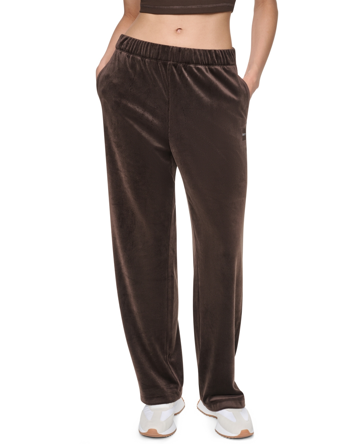 Click here for Dkny Sport Womens High-Rise Velour Straight Leg Pa... prices