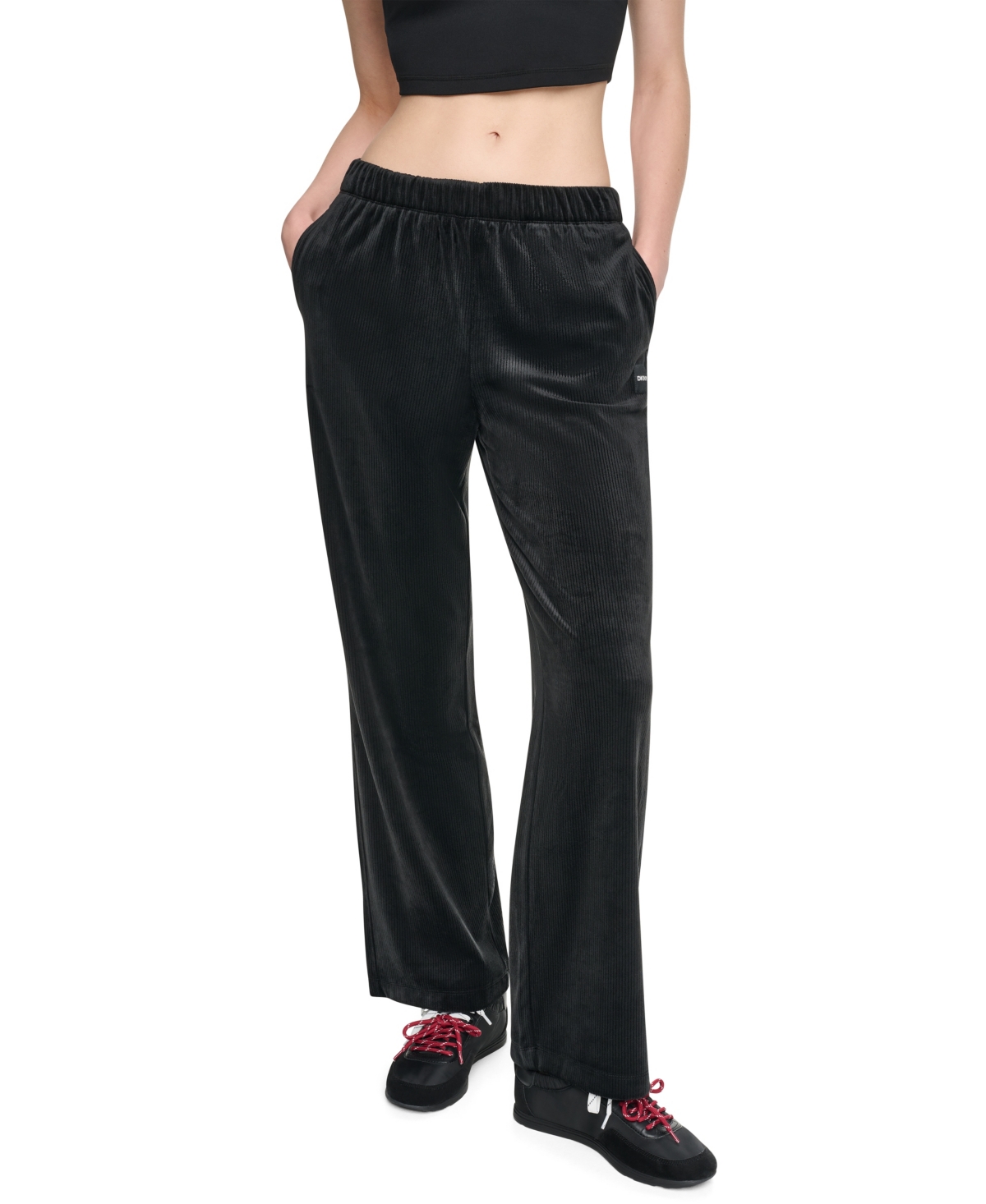 Click here for Dkny Sport Womens High-Rise Velour Straight Leg Pa... prices