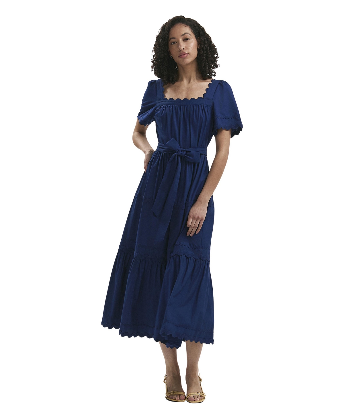 Click here for Finery London Womens Corina Cotton Midi Tiered Dre... prices