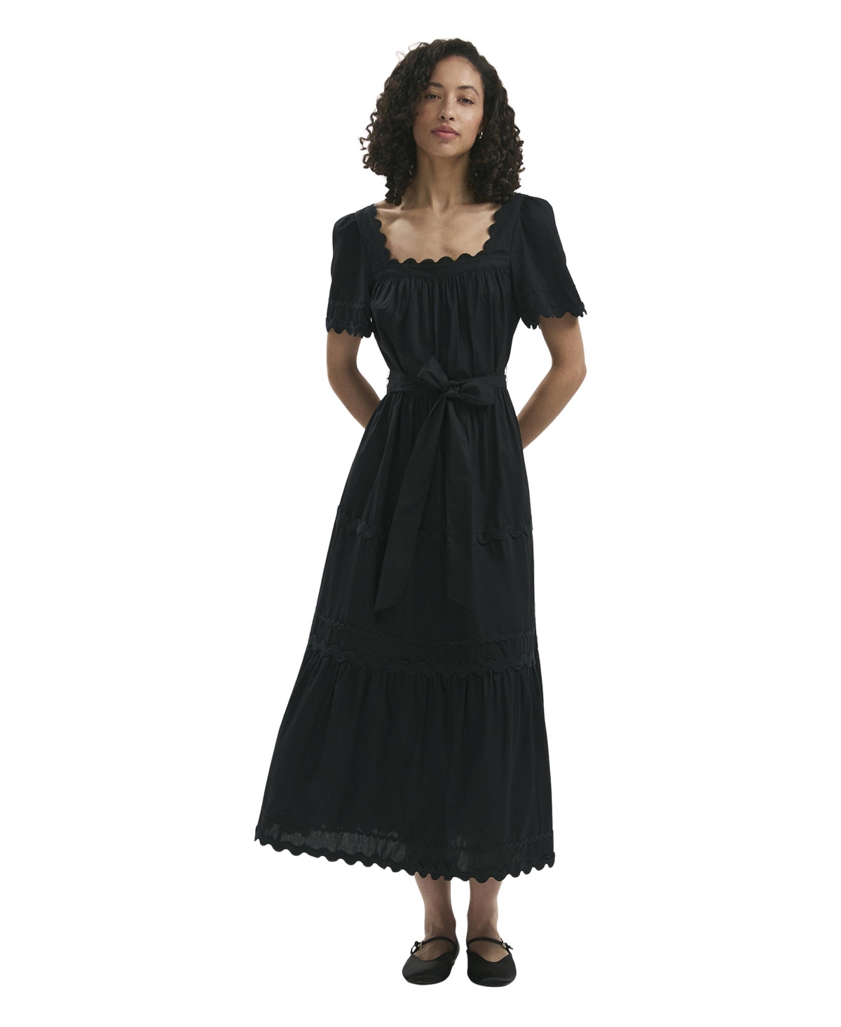 Click here for Finery London Womens Corina Cotton Midi Tiered Dre... prices