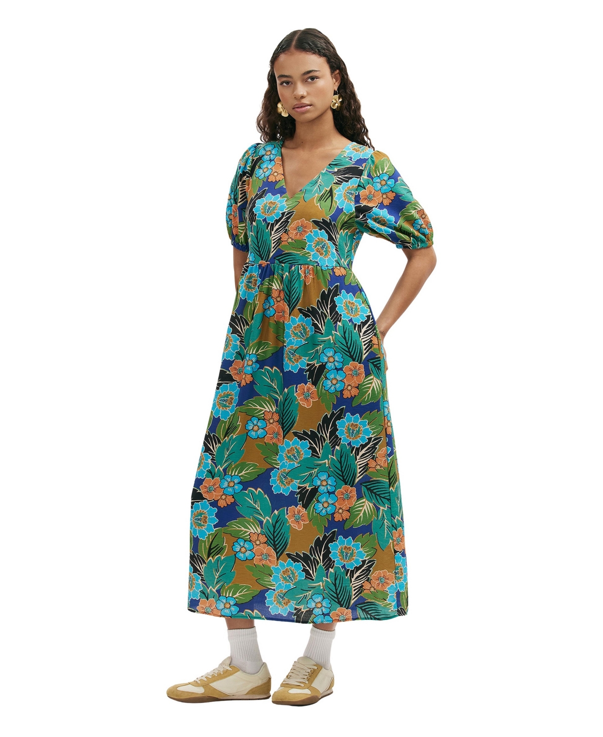 Click here for Finery London Womens Logan Floral Midi Dress - Gre... prices