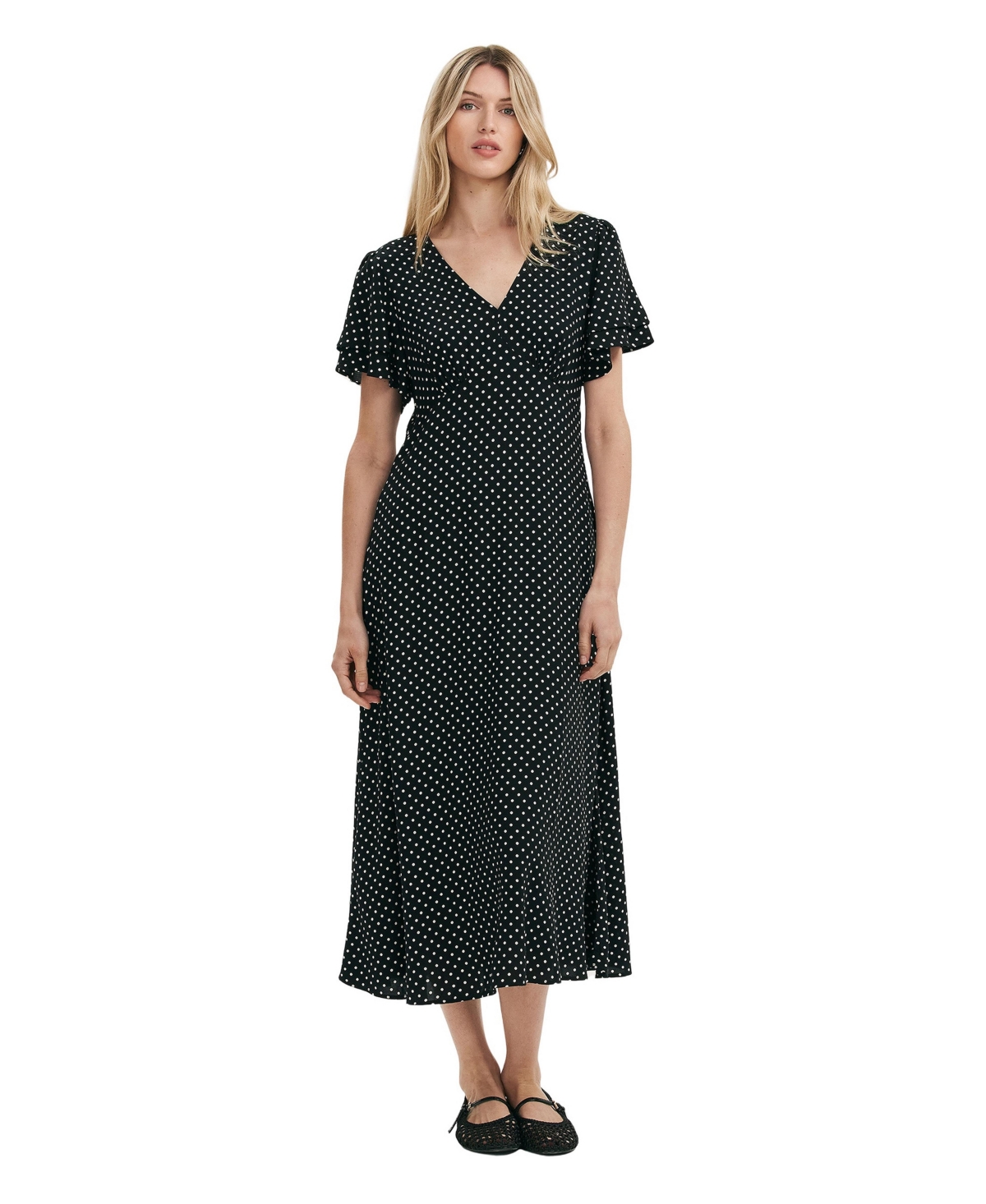 Click here for Finery London Womens Saskia Polka Dot Midi Tea Dre... prices