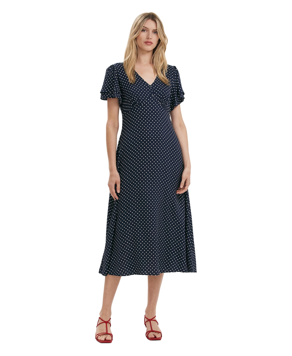 Click here for Finery London Womens Saskia Polka Dot Midi Tea Dre... prices