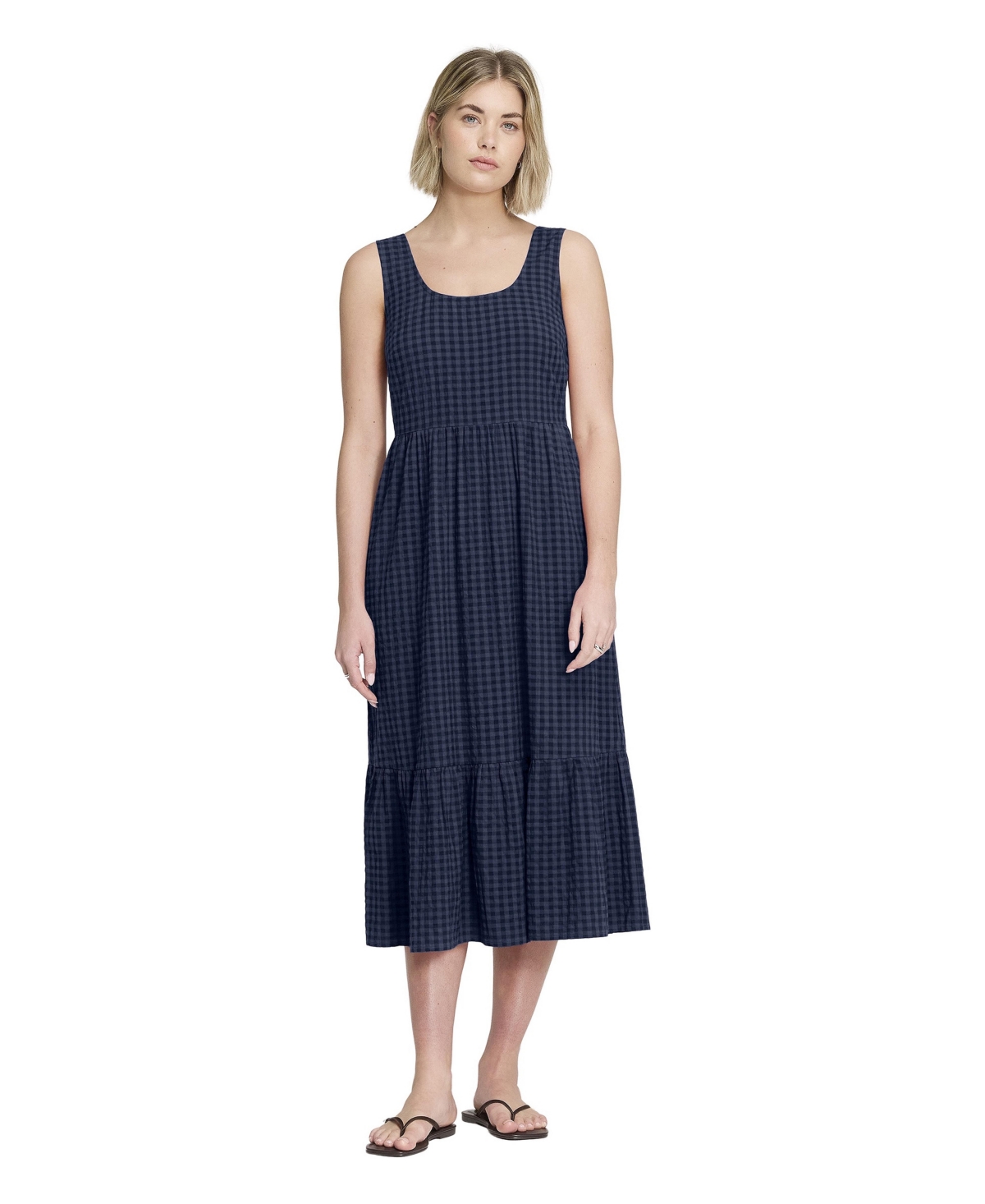 Click here for Finery London Womens Cara Gingham Seersucker Midi... prices