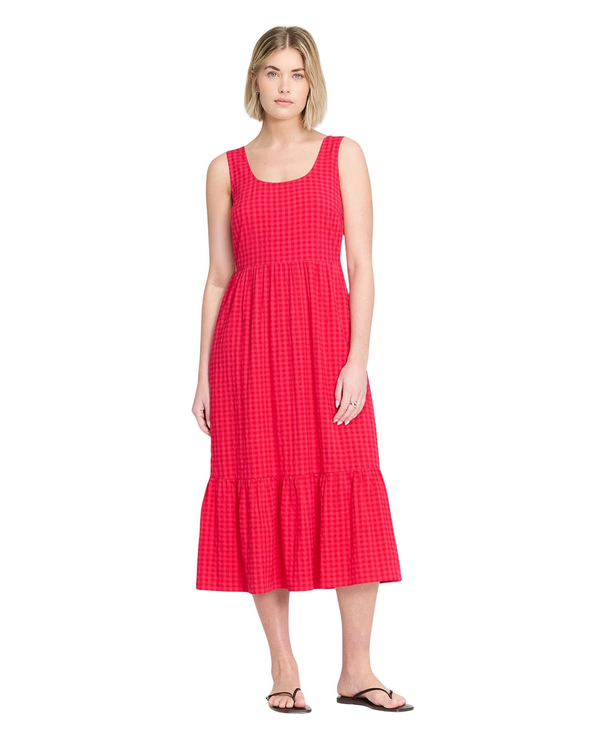 Click here for Finery London Womens Cara Gingham Seersucker Midi... prices