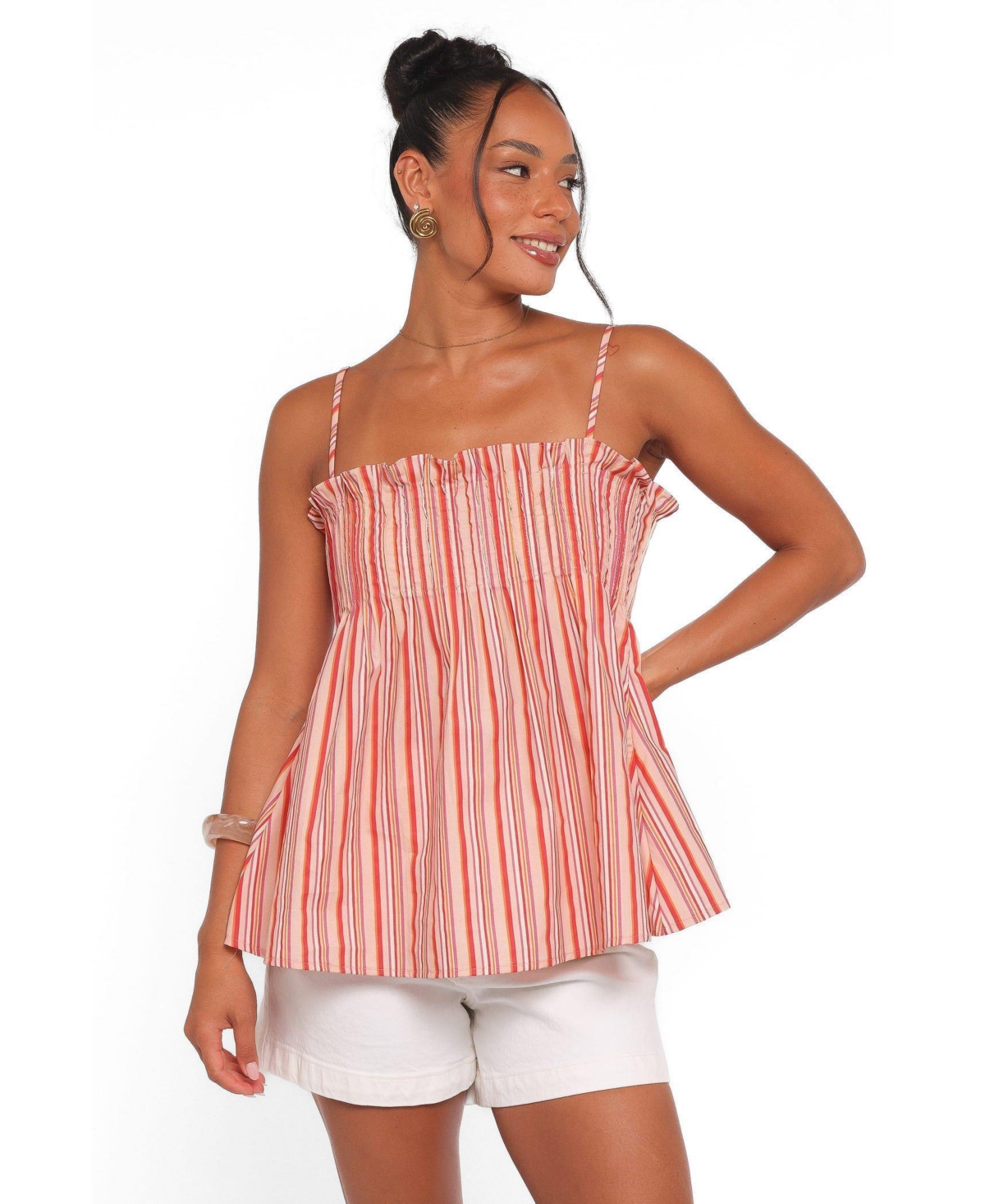 Click here for Petal and Pup Womens Carson Pleated Top - Peach st... prices