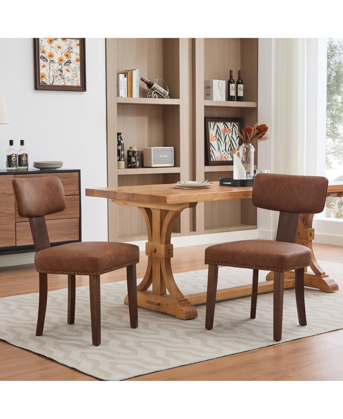 Click here for homfan Set of 2 Modern Dining Chairs - Leather Uph... prices