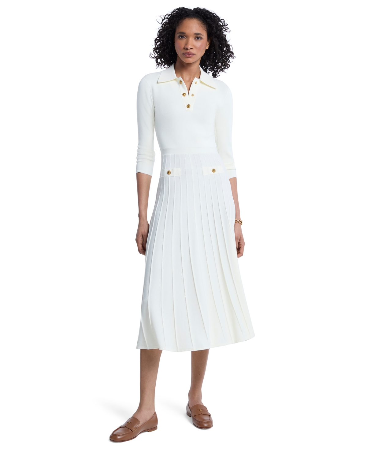 Click here for Michael Kors Womens Midi Stretch-Knit Polo Dress -... prices