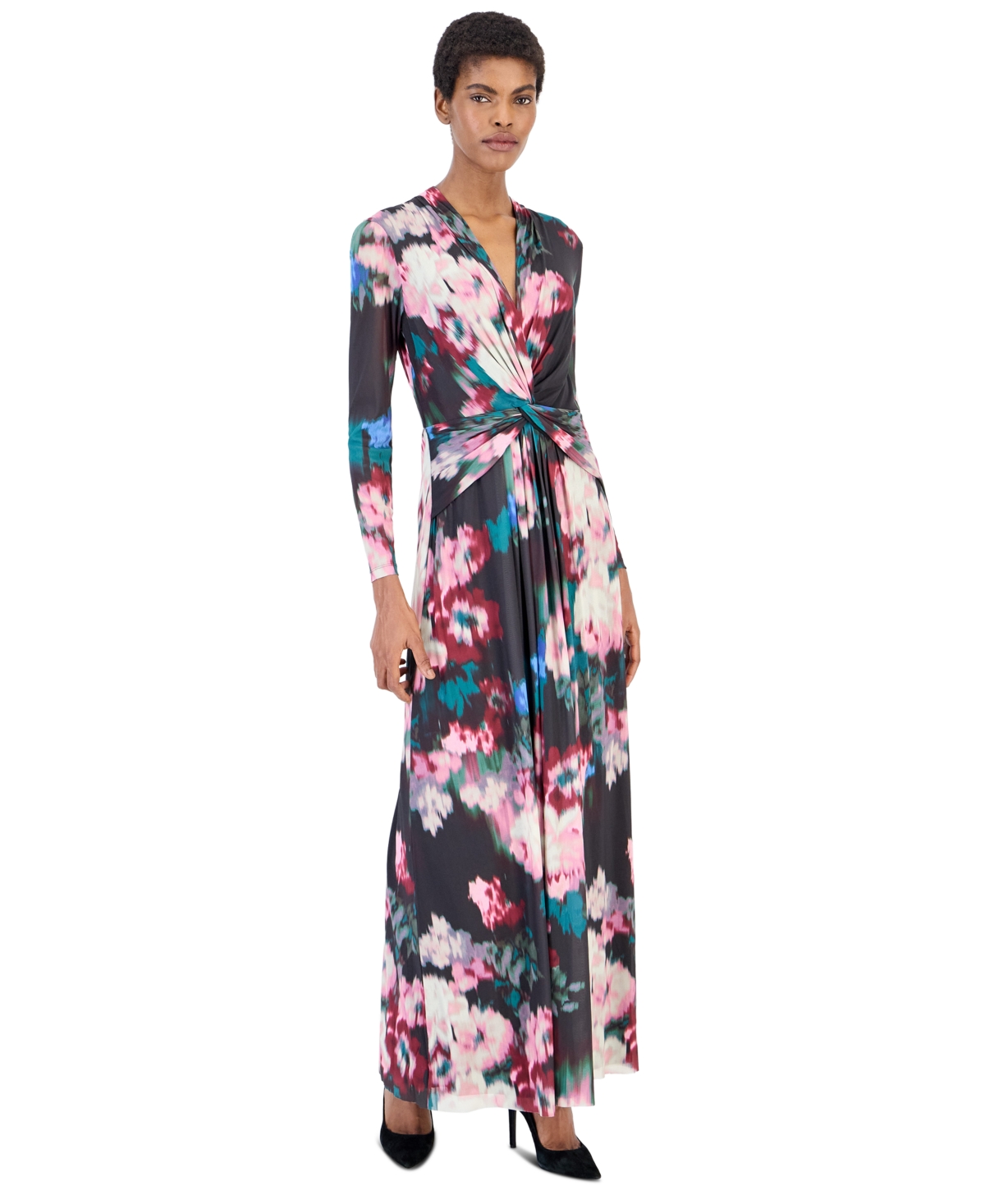 Click here for Anne Klein Womens Petite Mesh Twist Front Floral L... prices
