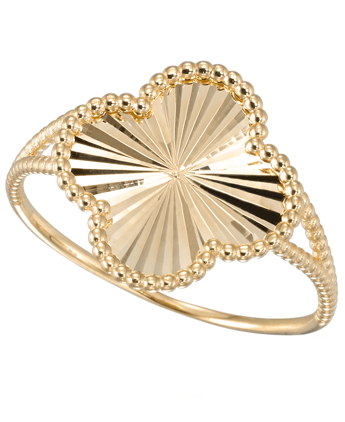 Click here for Italian Gold Four Leaf Clover Ring in 10k Yellow G... prices