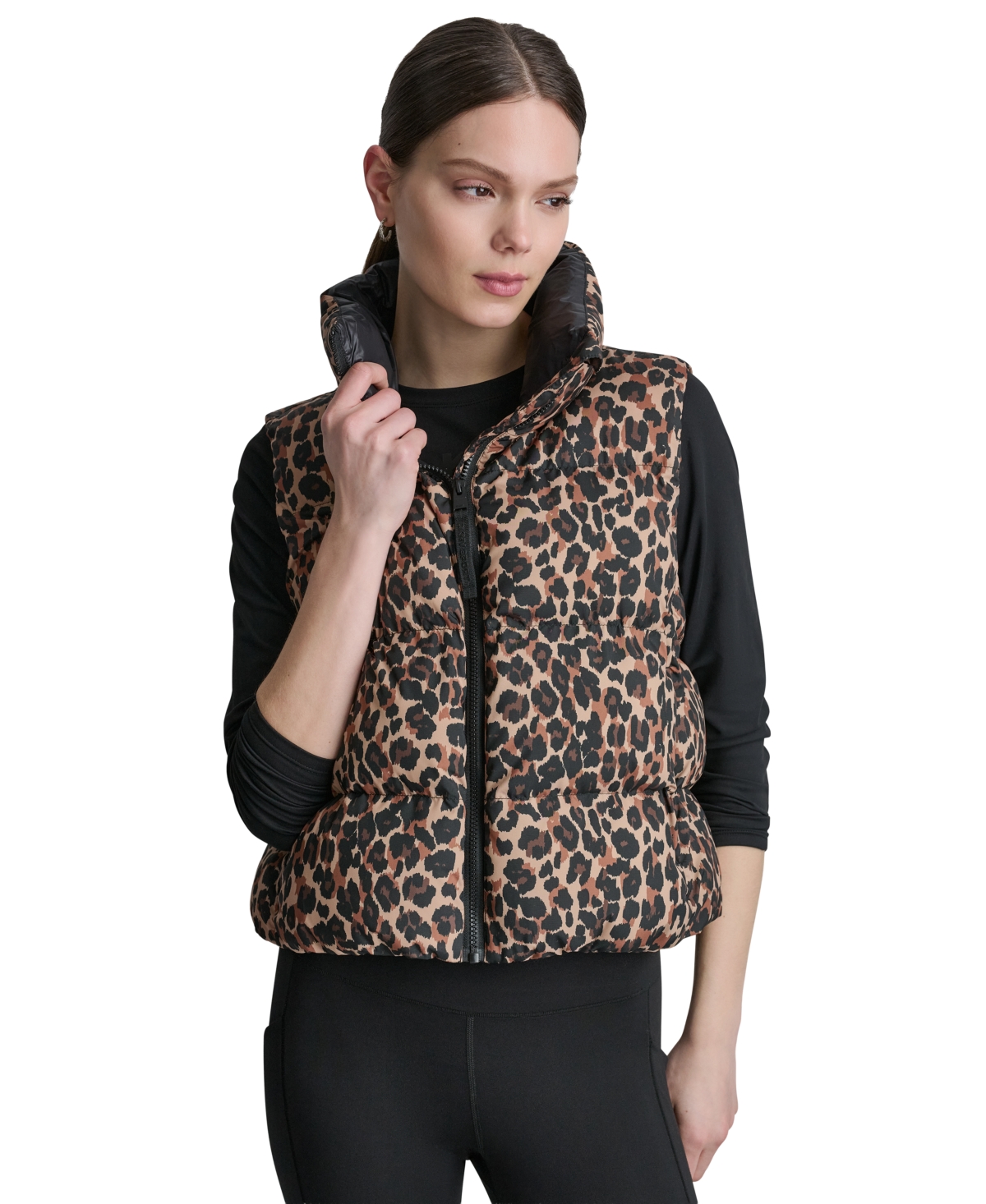 Click here for Dkny Sport Womens Puffer Animal-Print Vest - Cheet... prices