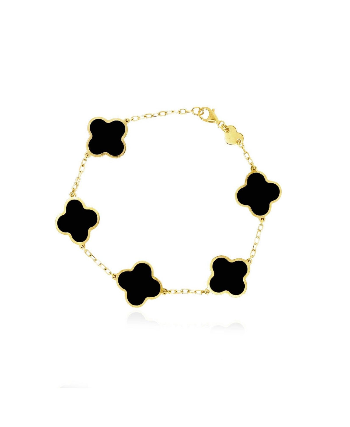 Click here for The Lovery Classic Onyx Clover Bracelet 14K Gold P... prices
