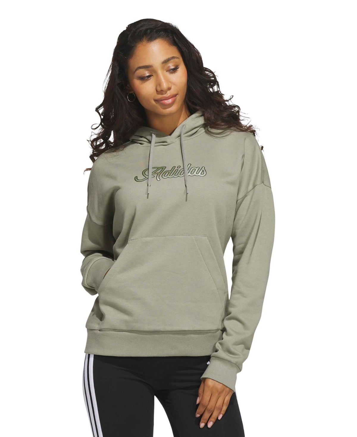 Click here for adidas Womens Fleece Metallic Wordmark Graphic Hoo... prices