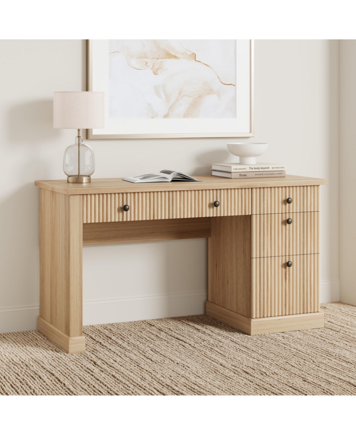Click here for homfan 54 Fluted Executive Desk with File Drawer &... prices