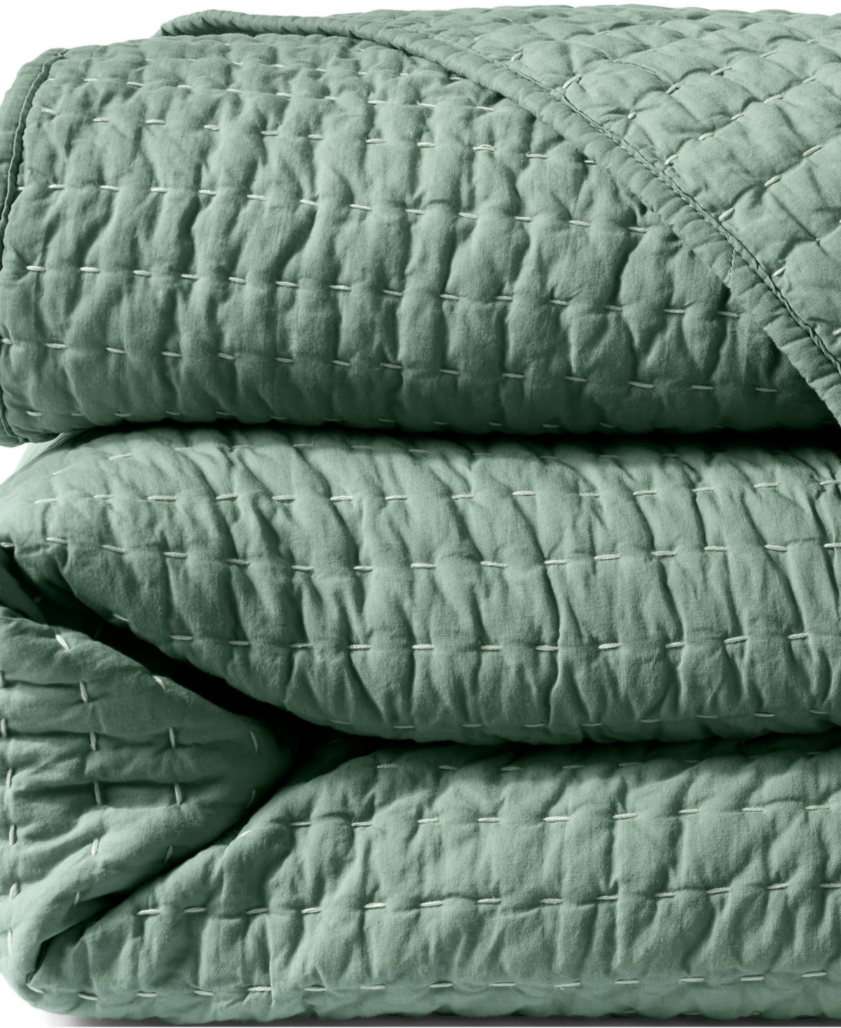 Click here for Lands End Seed Stitch Quilt - Lily pad green prices