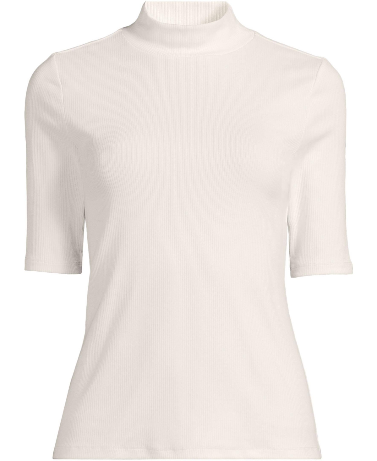 Click here for Lands End Plus Size Wide Rib Mock Turtleneck - Ivo... prices