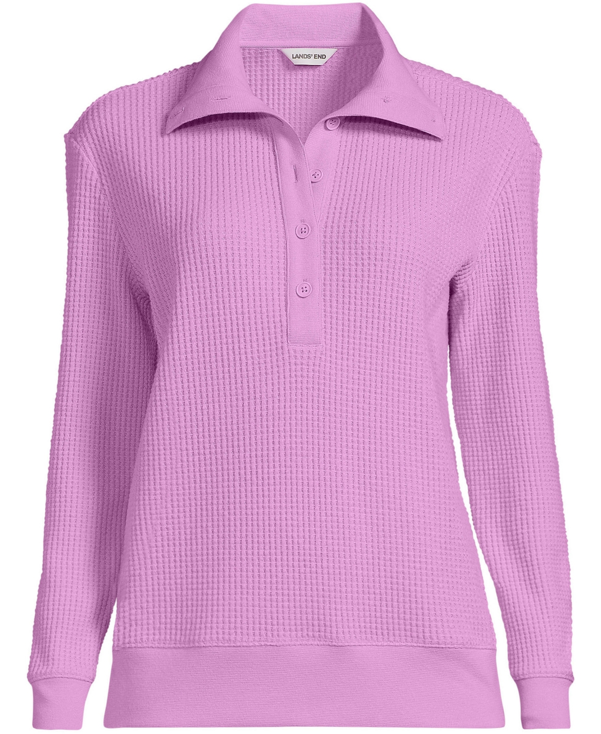 Click here for Lands End Plus Size Long-Sleeve Waffle-Knit Button... prices