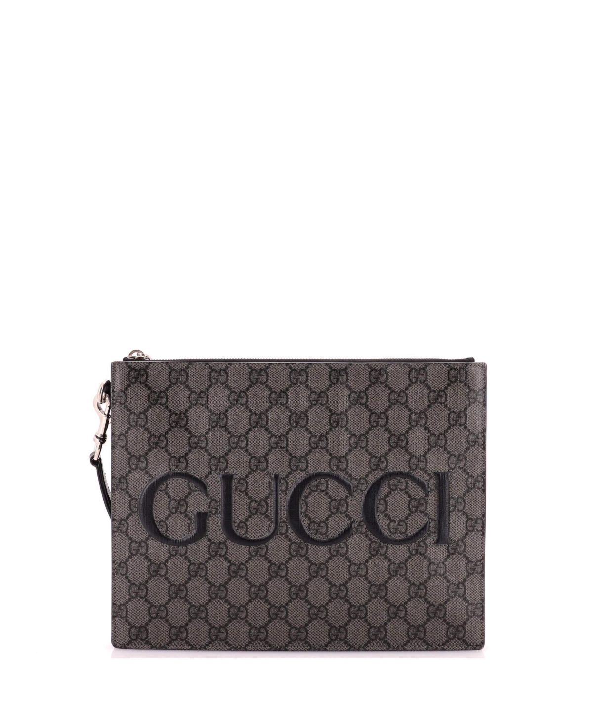 Click here for Pre-Owned Gucci Logo Wristlet Zip Pouch Gg Coated... prices