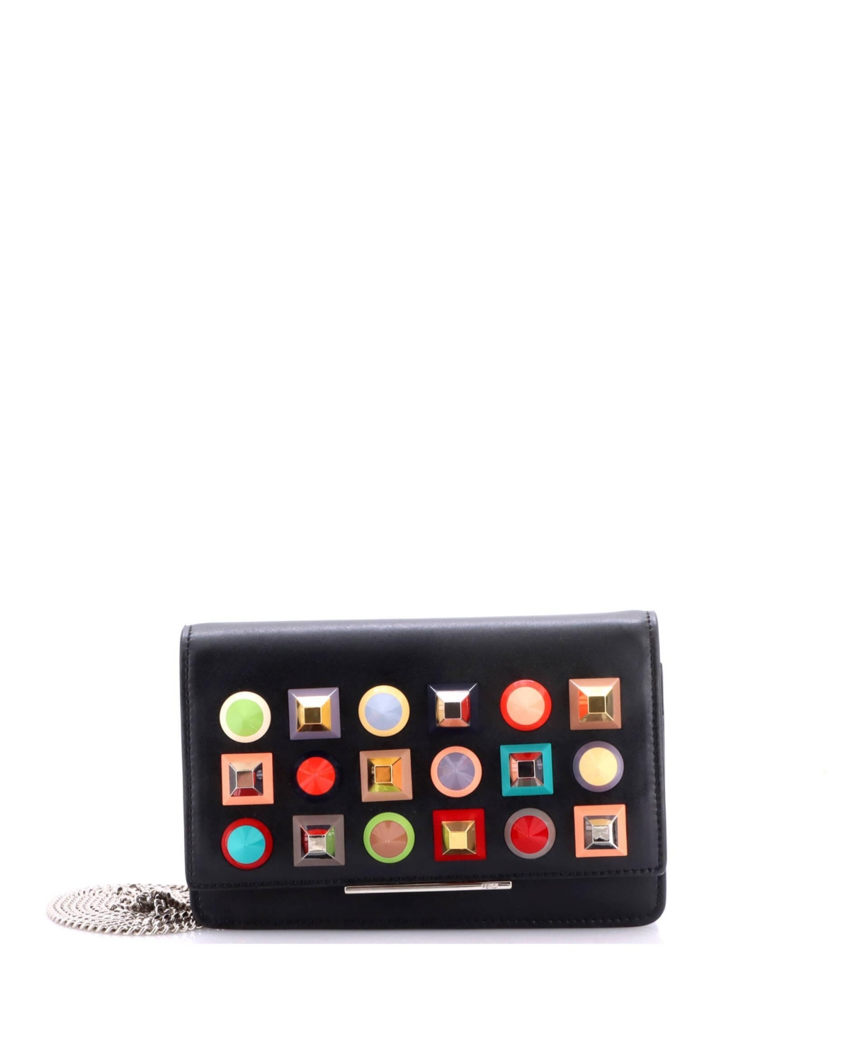 Click here for Pre-Owned Fendi Tube Wallet On Chain Studded Leath... prices