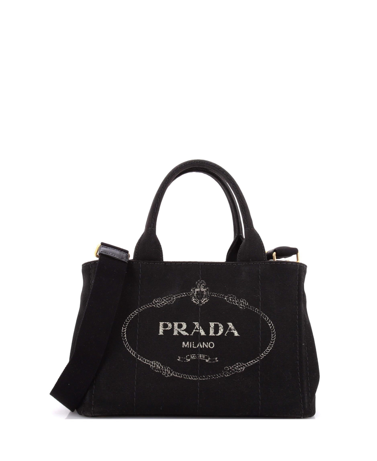 Click here for Pre-Owned Prada Mini Canapa Tote Canvas - Black prices