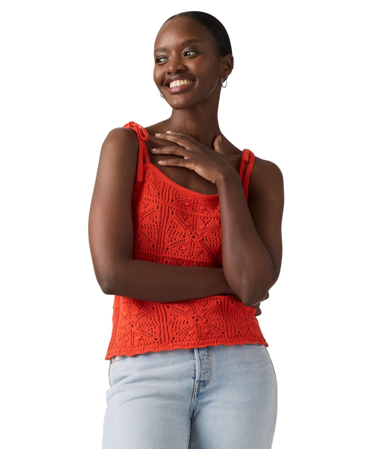 Click here for Levis Womens Abbey Tie-Shoulder Crochet Tank Top -... prices