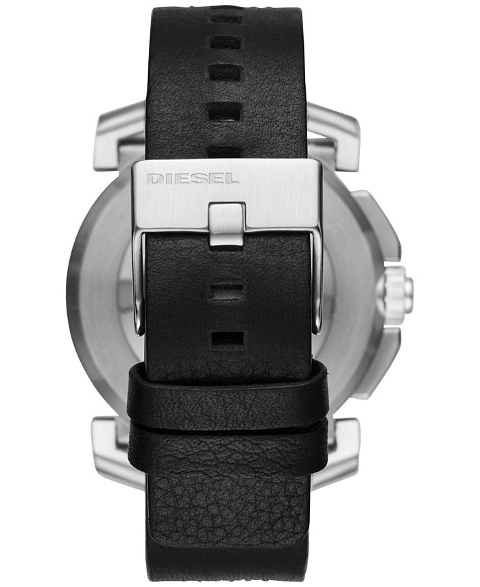 Diesel Men's Black Leather Strap Hybrid Smart Watch 47x58mm DZT1000 ...