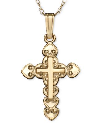 Macy's Children's 14k Gold Pendant, Antique Cross - Macy's
