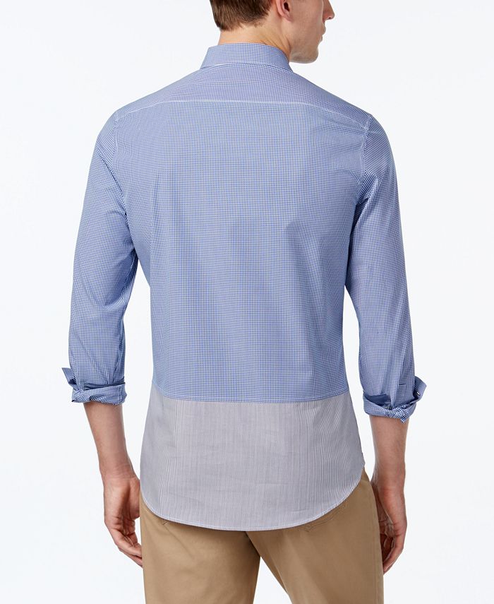 Michael Kors Men's Colorblocked Check Stripe Shirt - Macy's