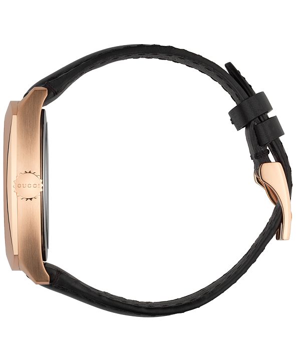 Gucci Men's Swiss GG2570 Black Leather Strap Watch 41mm YA142309 ...