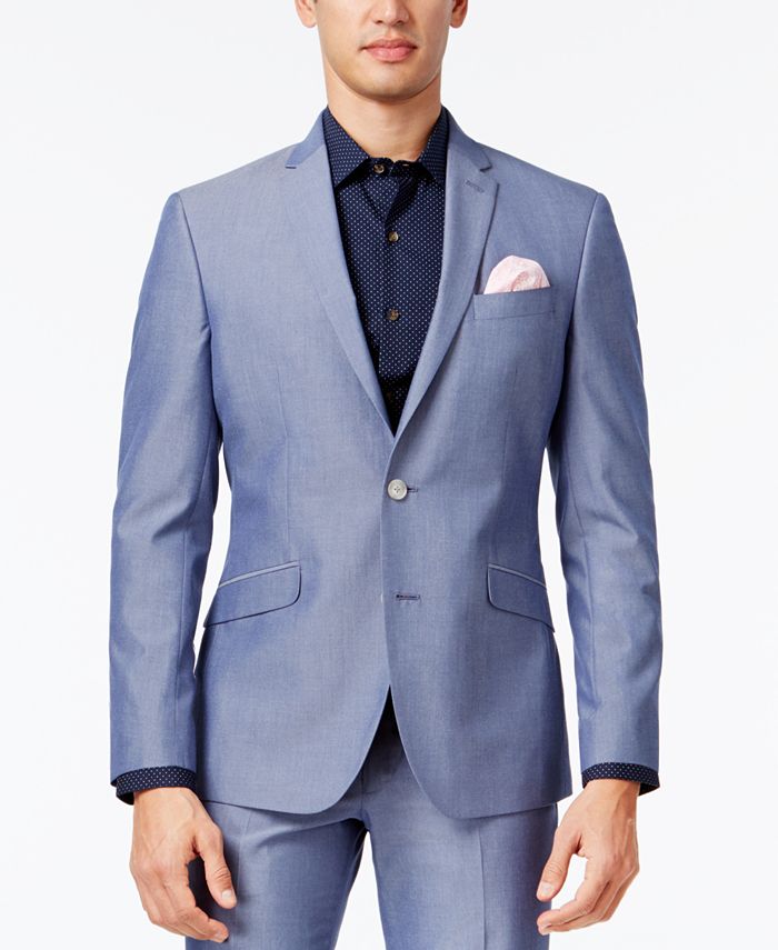 Kenneth Cole Reaction Men's Slim-Fit Light Blue Micro-Grid Suit - Macy's