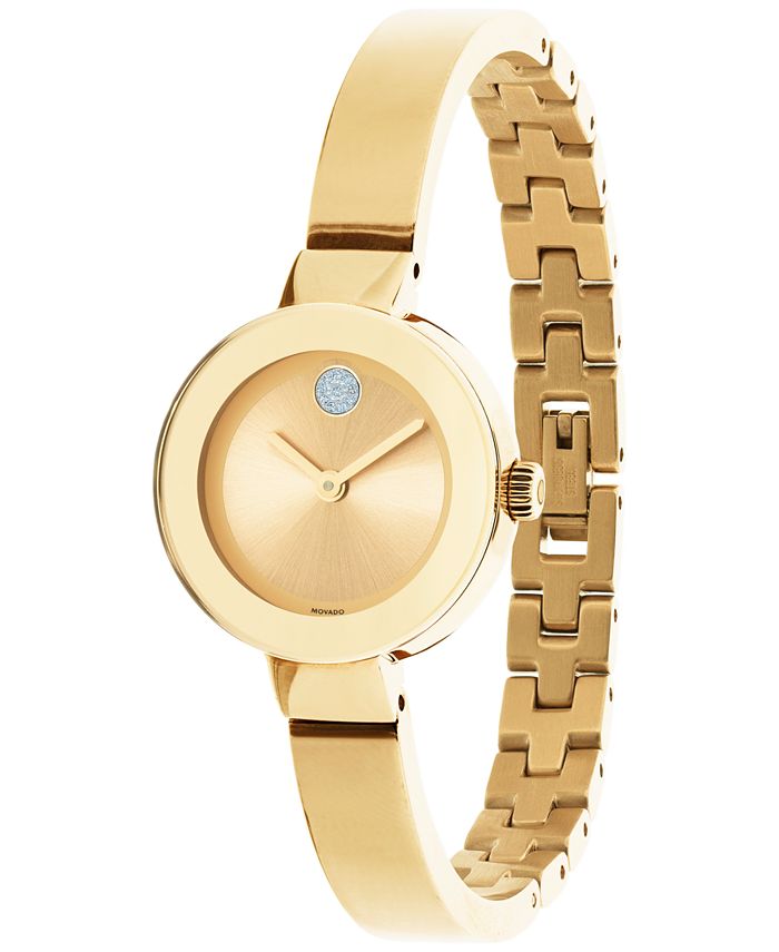 Movado Women's Swiss Bold Gold Ion-Plated Stainless Steel Bangle ...