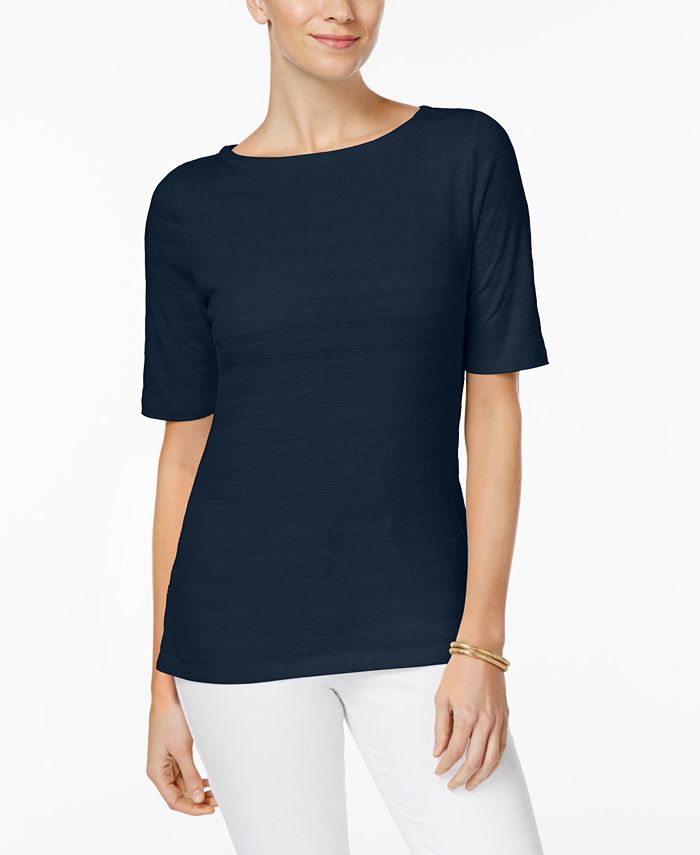 Charter Club Elbow Sleeve Textured Top Created For Macys Macys
