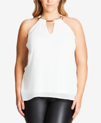 CITY CHIC Trendy Plus Size Hardware Halter Top - Macy's