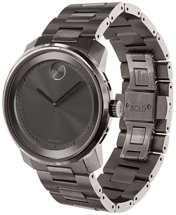 Movado Men's Swiss Bold Gray Ion-Plated Stainless Steel Bracelet Watch ...