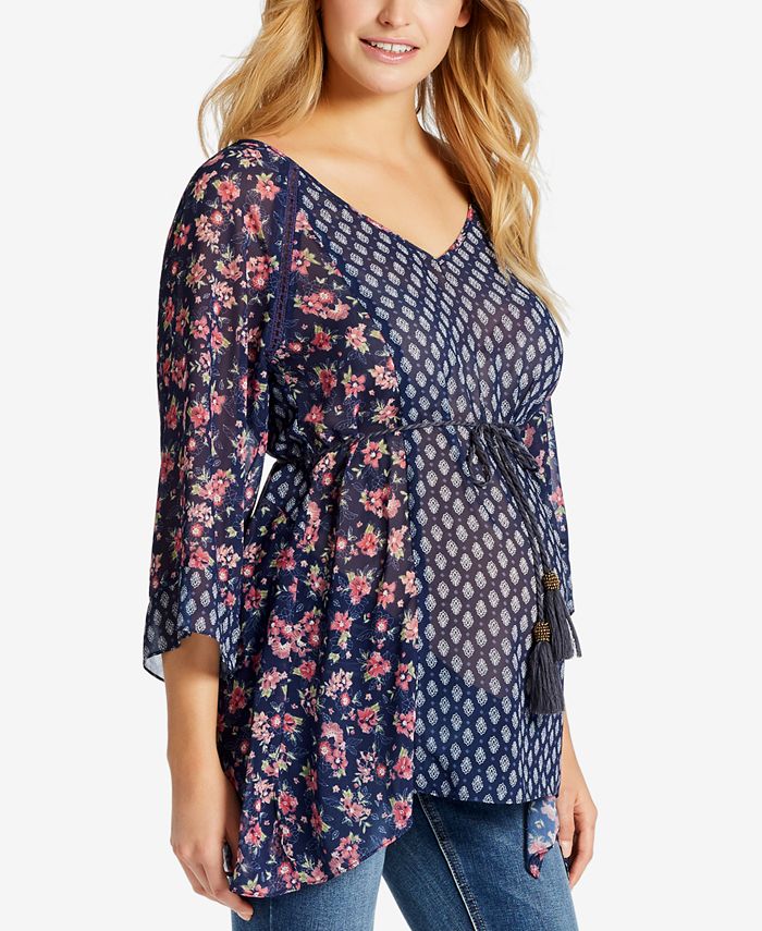 Jessica Simpson Mixed-Print Blouse - Macy's