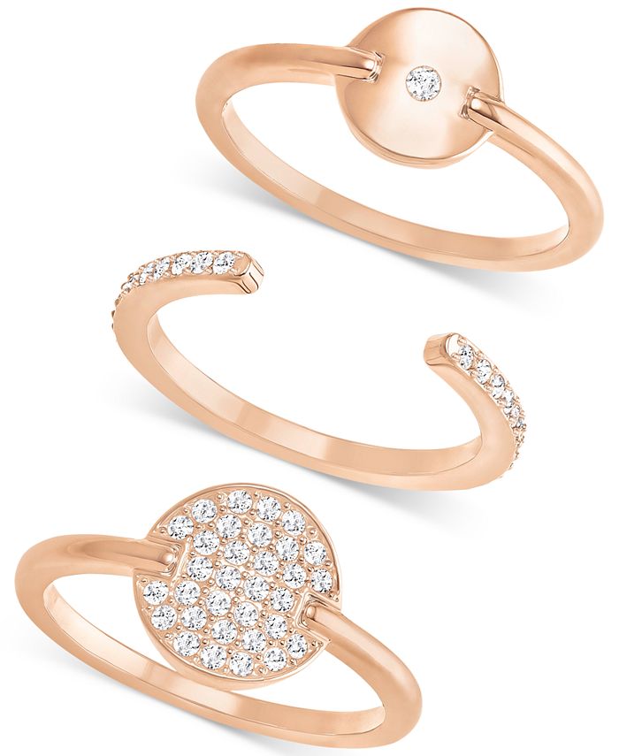 Swarovski Rose Gold-Tone 3-Pc. Set Crystal Stacking Rings - Macy's